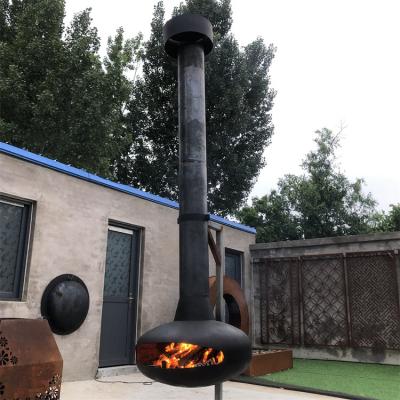China Diameter 100cm Hanging Wood Burning Stove Suspended Fire Place Carbon Steel for sale
