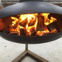 China Diameter 100cm Hanging Wood Burning Stove Suspended Fire Place Carbon Steel for sale