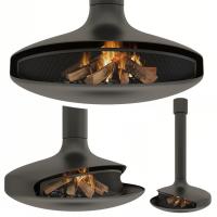 China Diameter 100cm Hanging Wood Burning Stove Suspended Fire Place Carbon Steel for sale
