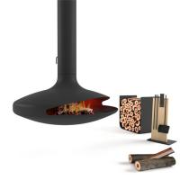 China Diameter 100cm Hanging Wood Burning Stove Suspended Fire Place Carbon Steel for sale