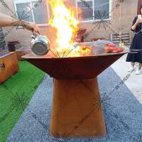 China Rusty Red Charcoal Bbq Grills Folding Outdoor Barbecue Grill D1000mm for sale