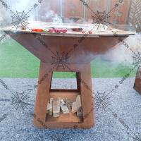 China Rusty Red Charcoal Bbq Grills Folding Outdoor Barbecue Grill D1000mm for sale