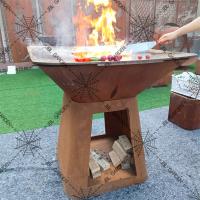 China Rusty Red Charcoal Bbq Grills Folding Outdoor Barbecue Grill D1000mm for sale