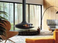China Ce Intertek Certified wood burning fire pits Hotel Rotating Modern Suspended Fireplace Round 600mm for sale