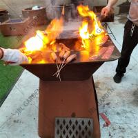 China Outdoor Backyard Corten Steel BBQ Grill 500*500*700mm Base Anticorrosive for sale