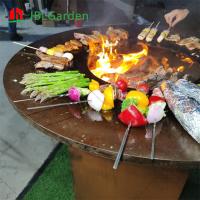 China Round Charcoal Wood Burning Corten Steel Bbq Grill D800mm weather proof for sale