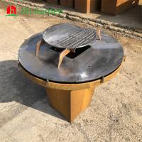 China Round Charcoal Wood Burning Corten Steel Bbq Grill D800mm weather proof for sale