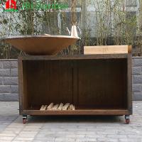 China Antiwear Corten Steel Portable Wood Burning BBQ Grills 1330*500*1000mm for sale