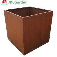 China Corten Steel Flower Pot Outdoor Decorative Raised Seed Bed Metal Planter Corten Steel Rusty Planter for sale
