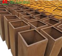 China Corten Steel Flower Pot Outdoor Decorative Raised Seed Bed Metal Planter Corten Steel Rusty Planter for sale