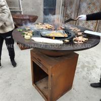 China D1000mm Rusty red Corten Steel BBQ Grill Metal Barbecue Grill Outdoor Fireplace for sale
