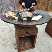 China D1000mm Rusty red Corten Steel BBQ Grill Metal Barbecue Grill Outdoor Fireplace for sale