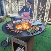 China D1000mm Rusty red Corten Steel BBQ Grill Metal Barbecue Grill Outdoor Fireplace for sale