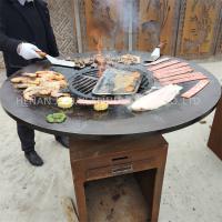 China D1000mm Rusty red Corten Steel BBQ Grill Metal Barbecue Grill Outdoor Fireplace for sale