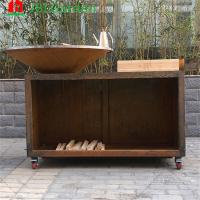 China 1330*500*1000mm Steel BBQ Grill With Table Wood Charcoal BBQ Grill Weather Proof for sale
