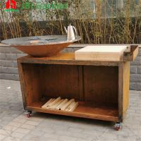 China 1330*500*1000mm Steel BBQ Grill With Table Wood Charcoal BBQ Grill Weather Proof for sale