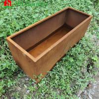 China Weather Proof Flower Pot Garden Metal Ornaments Corten Steel Planter Box 1.5m Length for sale