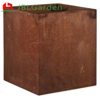 China 1/6 Outdoor Flower Pot Corten Steel Cube Planter Box 2mm Thickness High Strength for sale