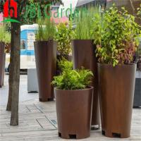 China 1/6 Outdoor Flower Pot Corten Steel Cube Planter Box 2mm Thickness High Strength for sale