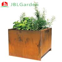 China 1/6 Outdoor Flower Pot Corten Steel Cube Planter Box 2mm Thickness High Strength for sale