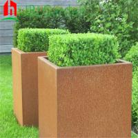 China 1/6 Outdoor Flower Pot Corten Steel Cube Planter Box 2mm Thickness High Strength for sale