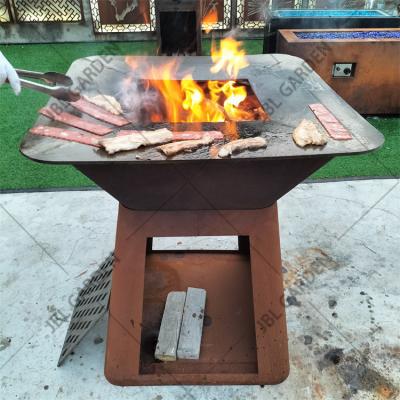 China 850mm Diameter Corten Steel Fireplace Grill Smoker Bbq Grill INTERTEK Certified for sale