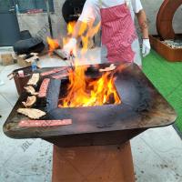 China 850mm Diameter Corten Steel Fireplace Grill Smoker Bbq Grill INTERTEK Certified for sale