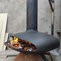 China rustproof Hotel Suspended Wood Burning Stove Rotating Hanging Fireplace 1000mm for sale