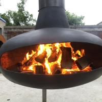 China rustproof Hotel Suspended Wood Burning Stove Rotating Hanging Fireplace 1000mm for sale