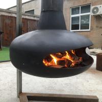 China rustproof Hotel Suspended Wood Burning Stove Rotating Hanging Fireplace 1000mm for sale