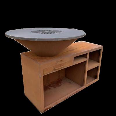China Wear Resisting Corten Steel BBQ Grill Outdoor Charcoal Bbq Pit 120kg for sale