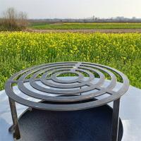 China Outdoor Weathered Corten Metal Fire Pit With Grill Table BBQ Charcoal Grill CE for sale