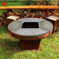 China D800mm Portable Corten Steel Steel BBQ Grill Outdoor Weather Resistant for sale