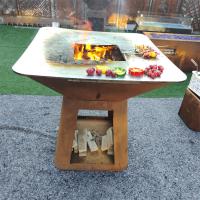 China CE Certification Rusty red Corten Steel Bbq Grill Wood Fired  Customized for sale