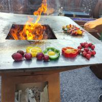 China CE Certification Rusty red Corten Steel Bbq Grill Wood Fired  Customized for sale