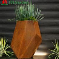 China OEM Corten Steel Flower Pots Large Rusted Steel Planter Boxes Abrasion Proof for sale