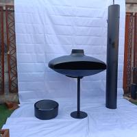China customization Hotel Suspended Wood Burners Charcoal Hanging Black Fireplace 80cm for sale