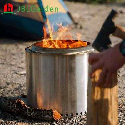 China Outdoor 15Inch Wood Burning Stainless Steel Fire Pits Solo Stove Round Silvery White for sale