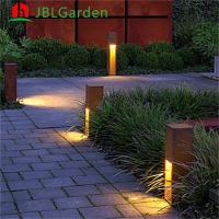 China Rusty Corten Garden Lights Metal Waterproof LED Landscape Lawn Bollard Light Rust Color for sale