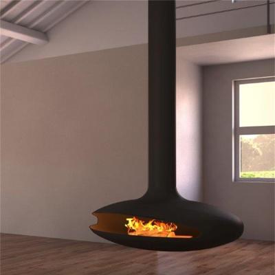 China Black Color Hotel Wood Charcoal Suspended Fireplace 600mm Diameter for sale