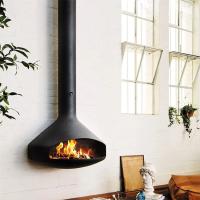 China Black Color Hotel Wood Charcoal Suspended Fireplace 600mm Diameter for sale