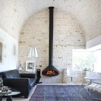 China Black Color Hotel Wood Charcoal Suspended Fireplace 600mm Diameter for sale