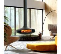 China Black Color Hotel Wood Charcoal Suspended Fireplace 600mm Diameter for sale