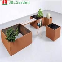 China Customized Garden Rectangular Metal Flower Pot Corten Steel Planter Pots for sale