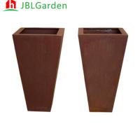 China Square Flower Pot Round Corten Steel Planter Box Customized Size for sale