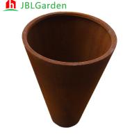China Square Flower Pot Round Corten Steel Planter Box Customized Size for sale