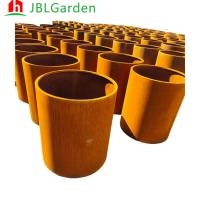 China Square Flower Pot Round Corten Steel Planter Box Customized Size for sale