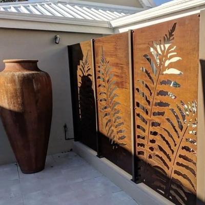 China Decorative Outdoor Privacy Art Corten Steel Garden Screen Laser Cut for sale