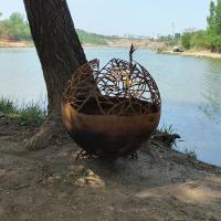 China Corten Steel Rust Assembly Required Yes Sphere Steel Fire Pits for sale