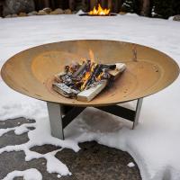 China Manual Ignition Rustic Red Steel Fire Pits Metal Steel Fire Bowl Outdoor for sale